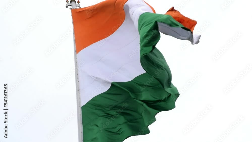India flag flying high at Connaught Place with pride in blue sky, India ...