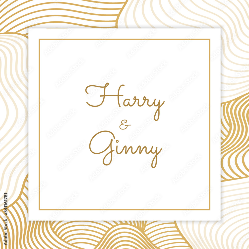 Happy wedding invitation modern wave curve abstract presentation. Lines ...