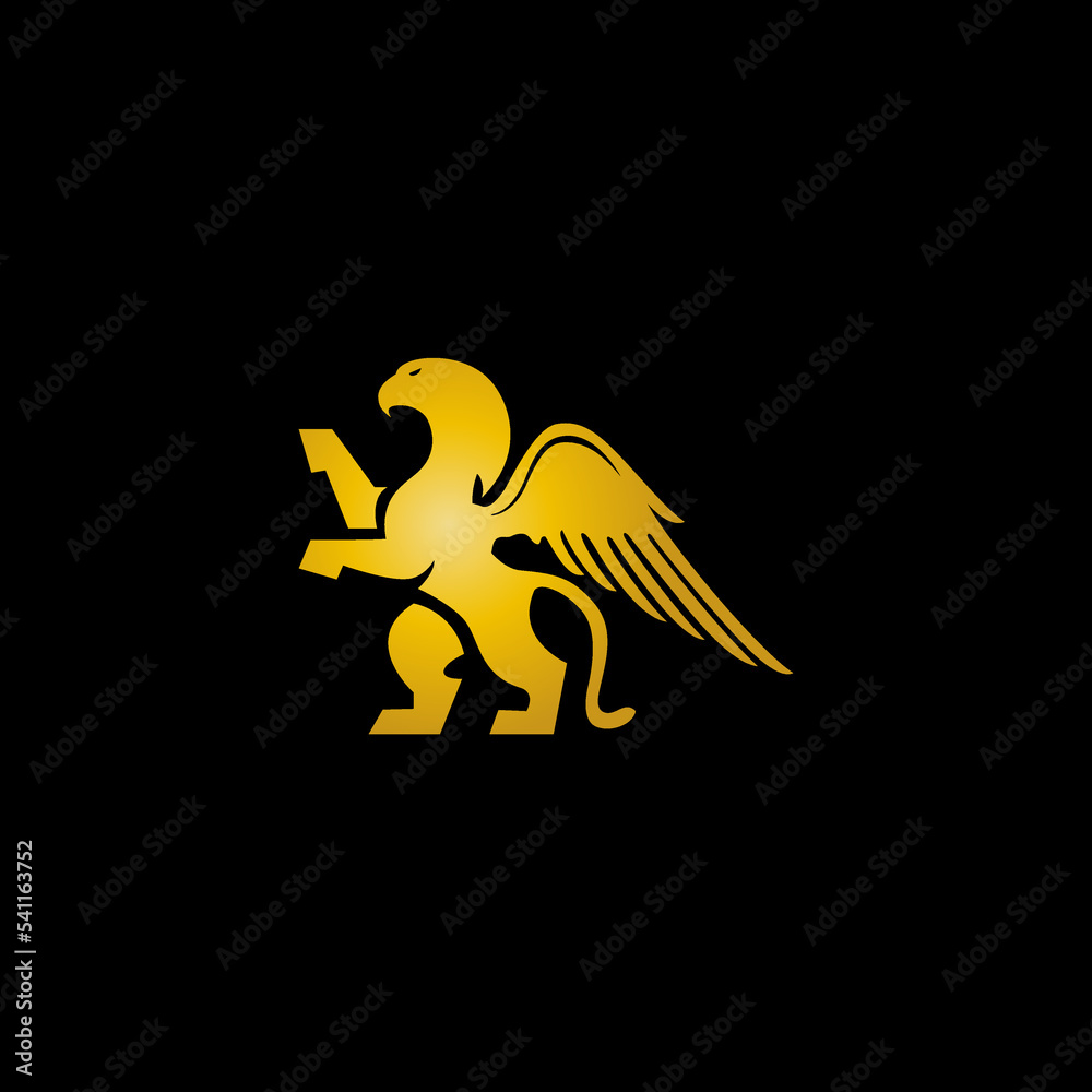 griffin vector illustration for a symbol or logo icon. griffin gold ...