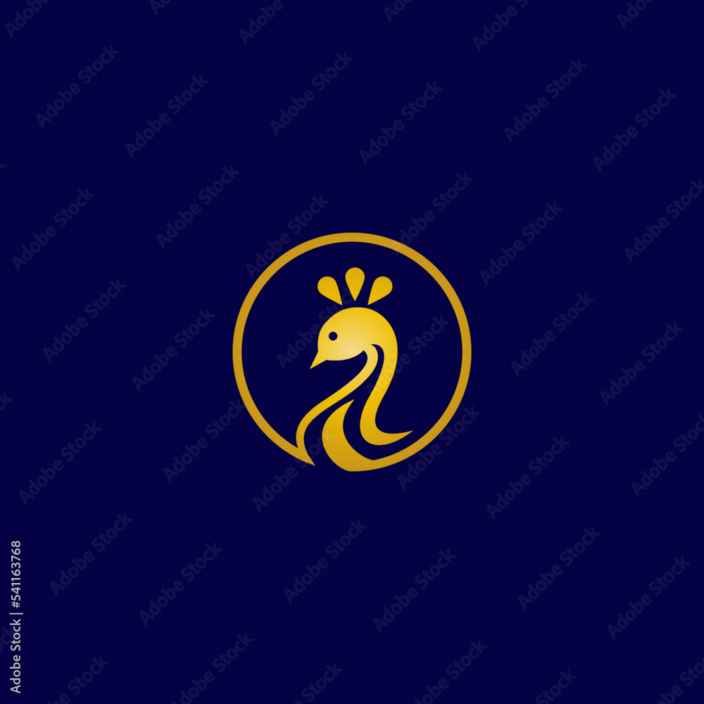 golden peacock vector illustration for icons, symbols and logos ...
