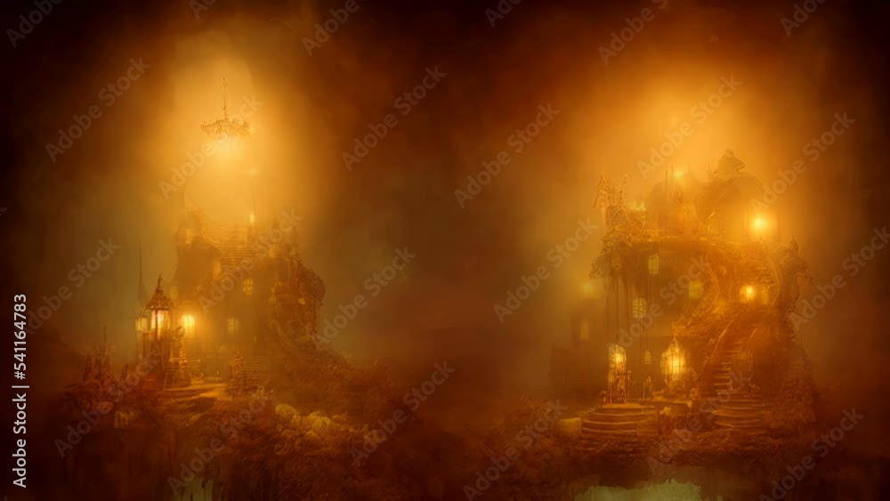 Generative AI animation of surreal painting of magic landscapes with ...