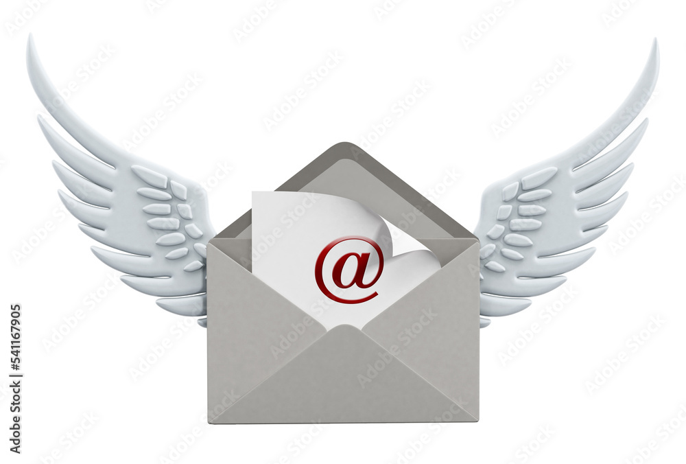 Mail enveloppe with wings on transparent background Stock Illustration ...