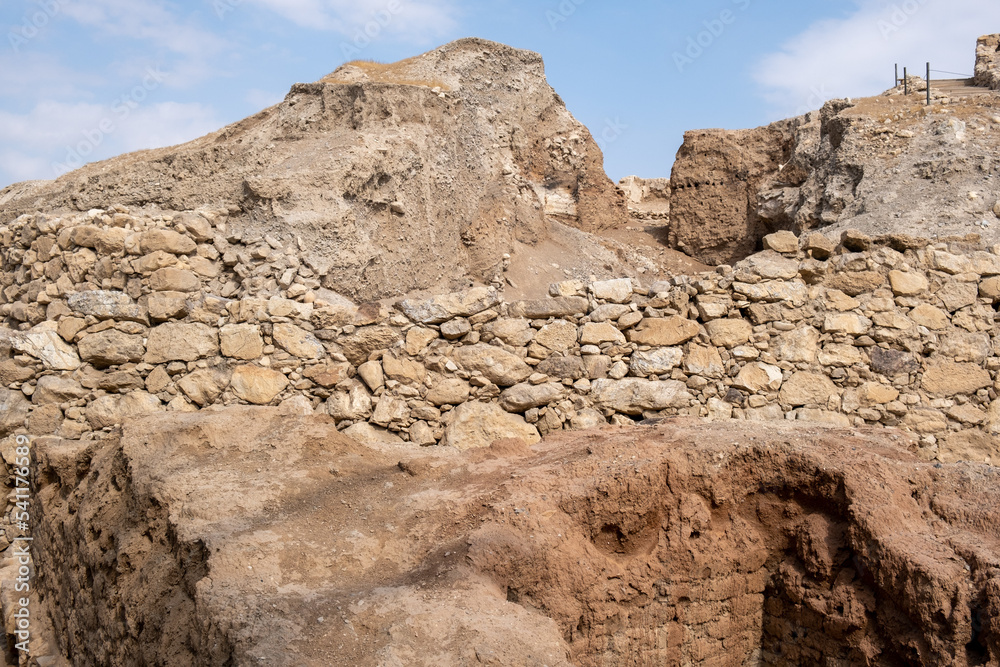 Excavations of ancient remains of the Jericho Walls Stock Photo | Adobe ...