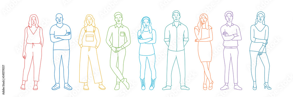 Different people standing together. Team. Stock Vector | Adobe Stock