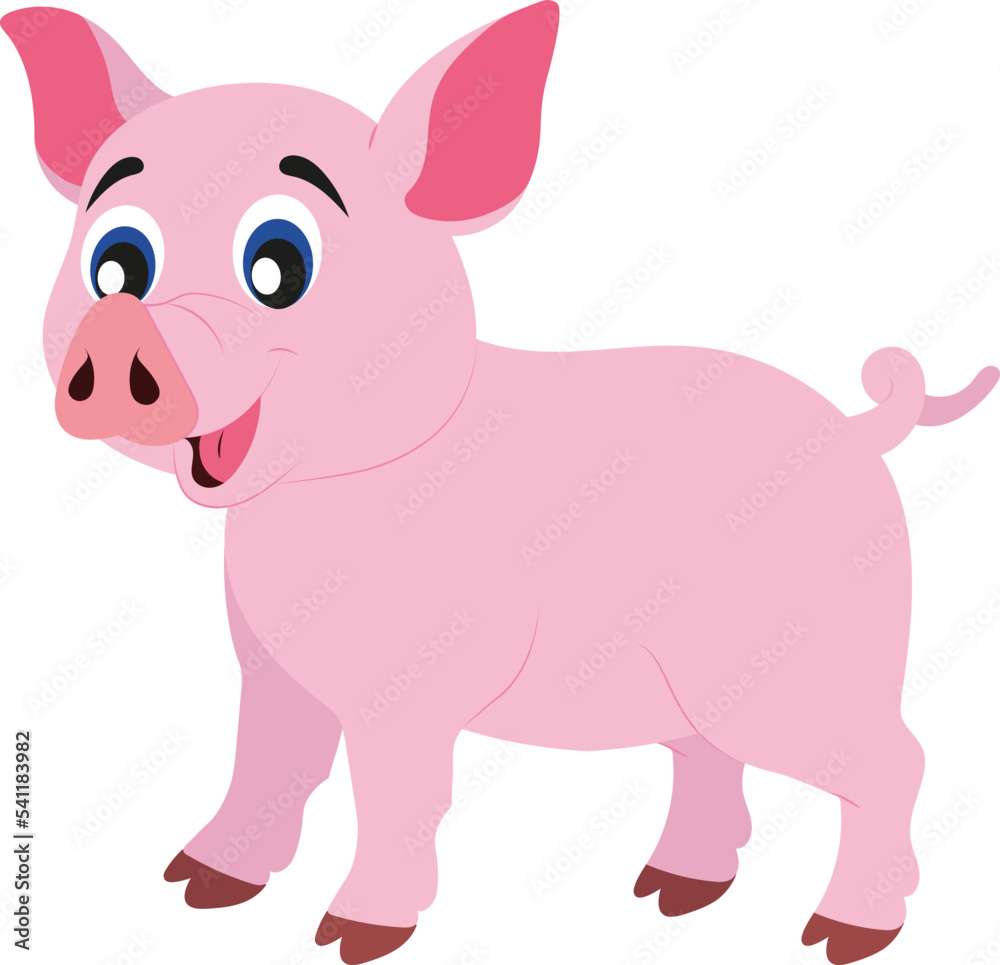 Vector Pig Cartoon Character Stock Vector | Adobe Stock