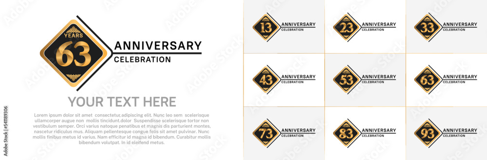 set of anniversary with golden color can be use for celebration event ...