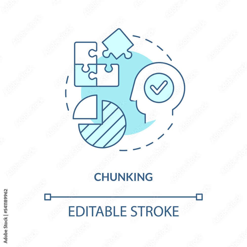 Chunking memorization technique concept turquoise icon. Grouping ...