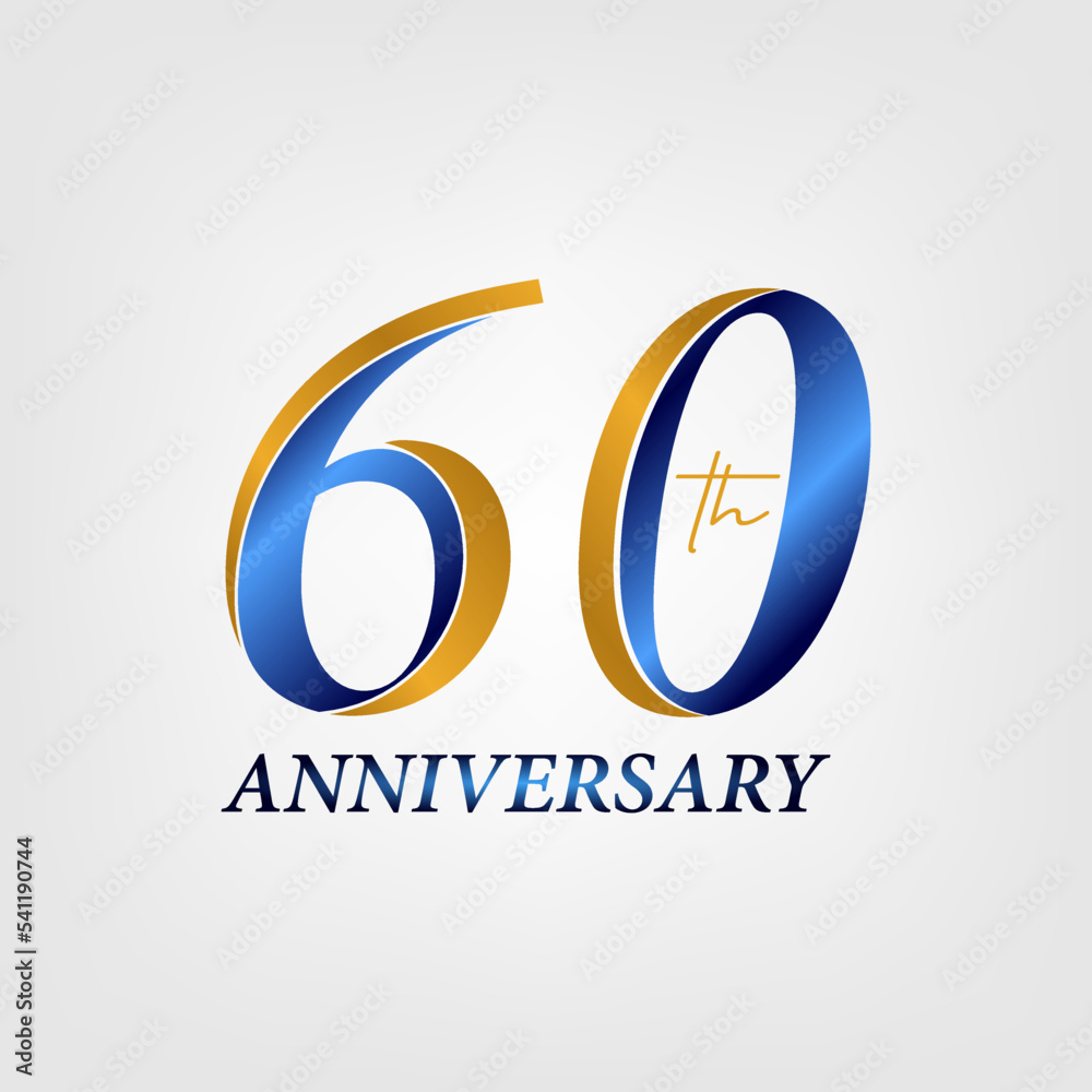 60 years anniversary logo design with blue and gold yellow color. 60 ...