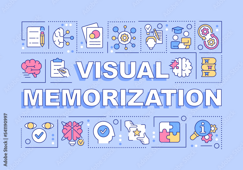 Visual memorization word concepts blue banner. Remembering style ...