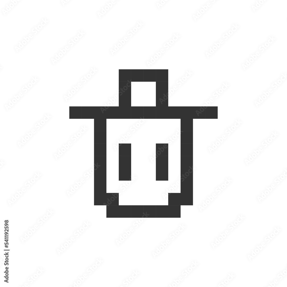 Trash can pixelated ui icon. Delete button. Waste container. Automatic ...