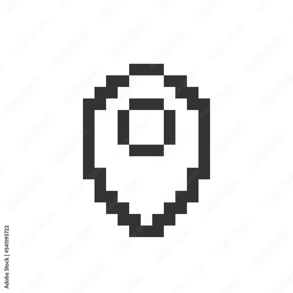 Destination pin pixelated ui icon. Marking favourite place on map ...