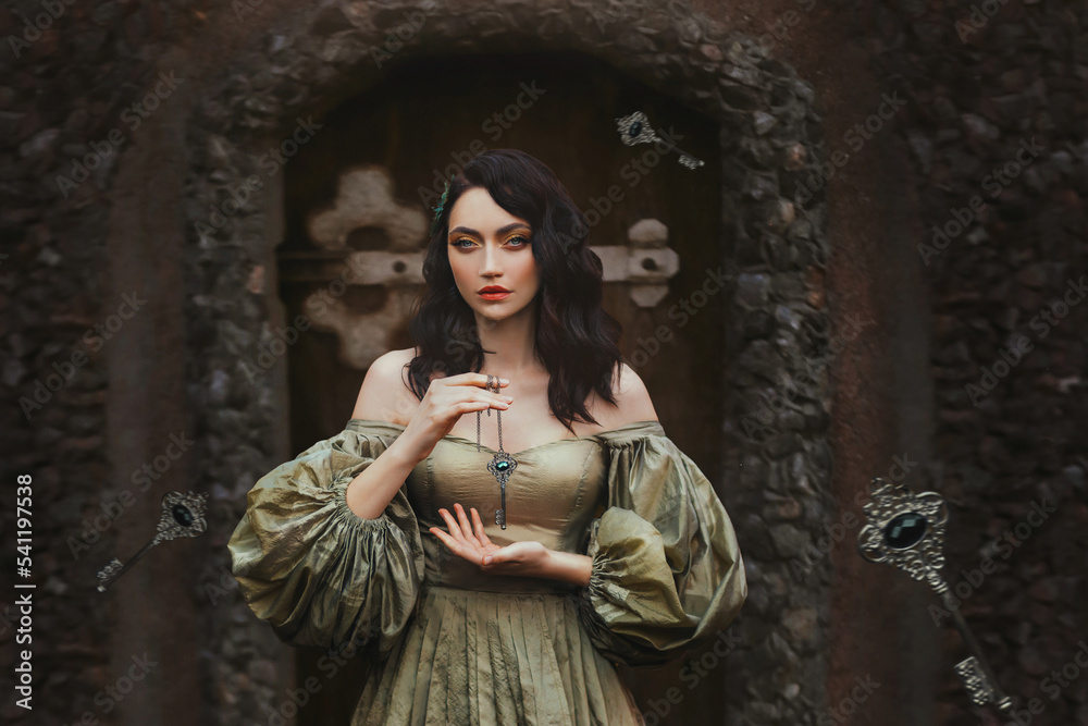 Fantasy portrait woman princess keeps secret holds old key to all doors ...