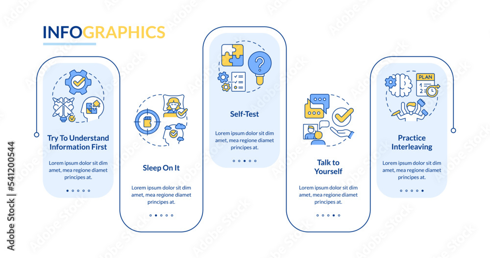 Simple memory tricks rectangle infographic template. Memorizing tips ...