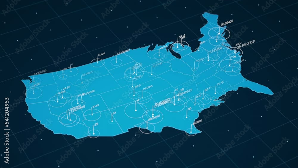 USA blue map big data visualization. Futuristic map infographic ...