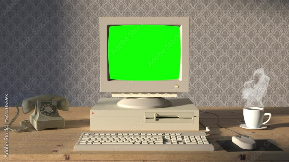 Old PC Turn ON And OFF Vintage Computer 4k Green Screen Transparent Stock-video | Adobe Stock