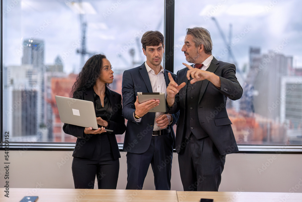 Senior team leader of group of startup business co-worker working in ...