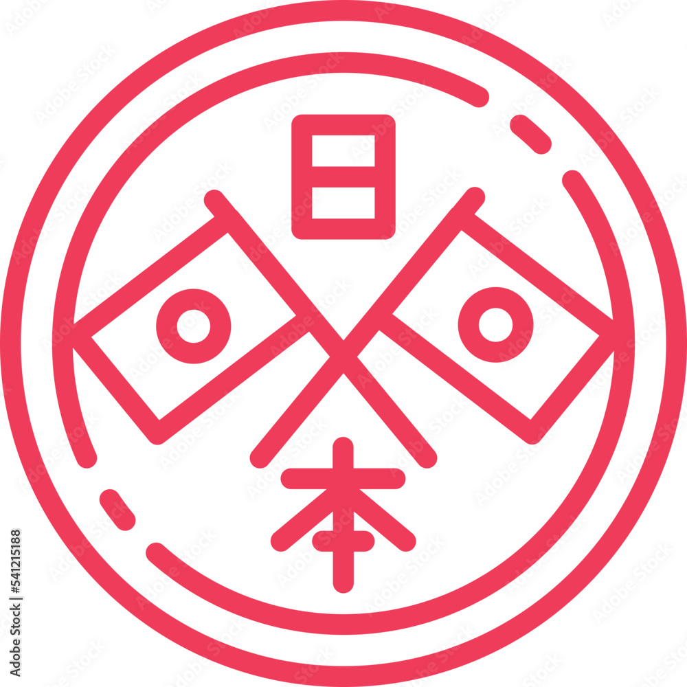 made in japan sign flag cross line illustration for printing,web,app ...