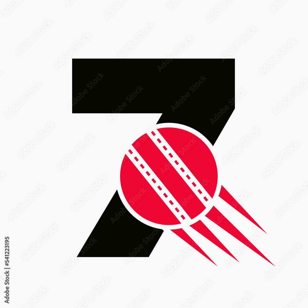 Letter 7 Cricket Logo Concept With Moving Cricket Ball Icon. Cricket ...