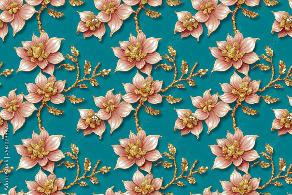 Beautiful realistic jewelry wallpaper. Seamless repeat pattern for ...