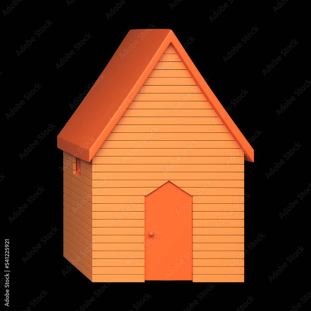 Orange Wooden Home 3D Render Illustration Black Background. Stock ...