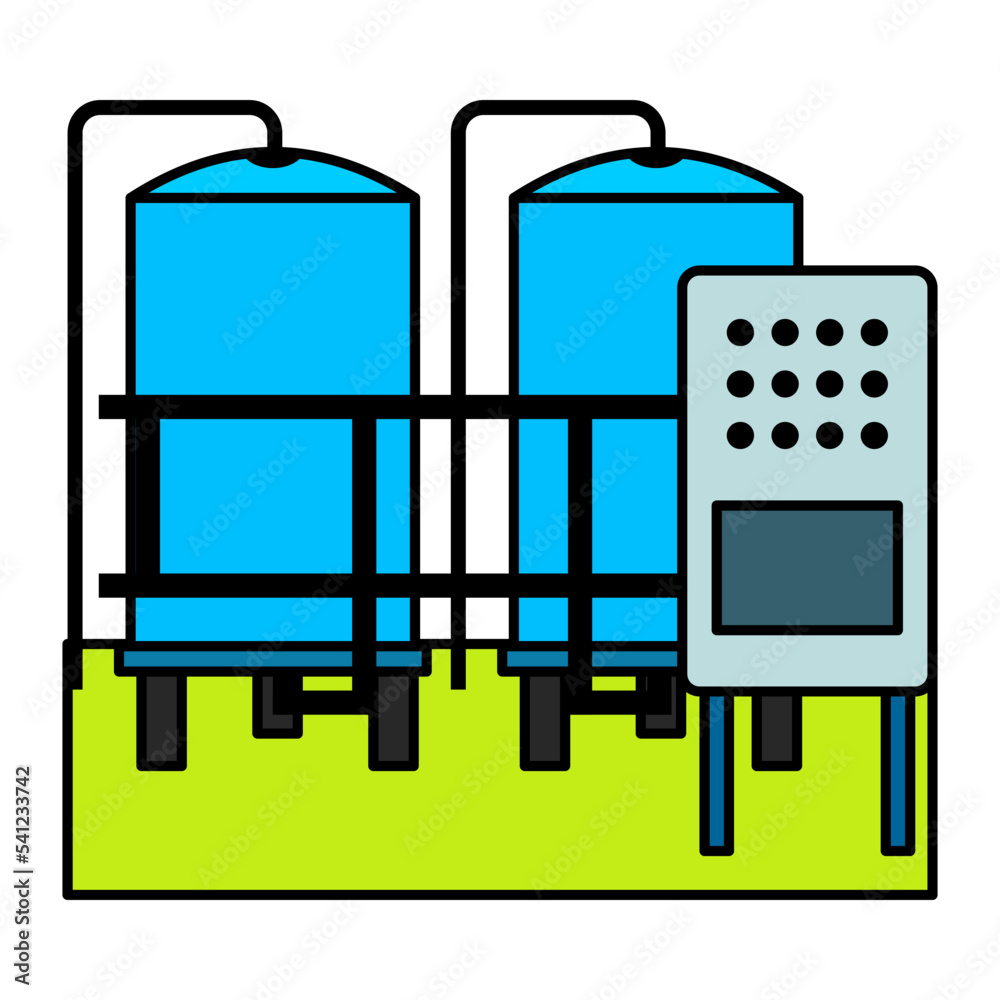 Commercial Cooling Tower with Control Unit Concept vector icon design ...