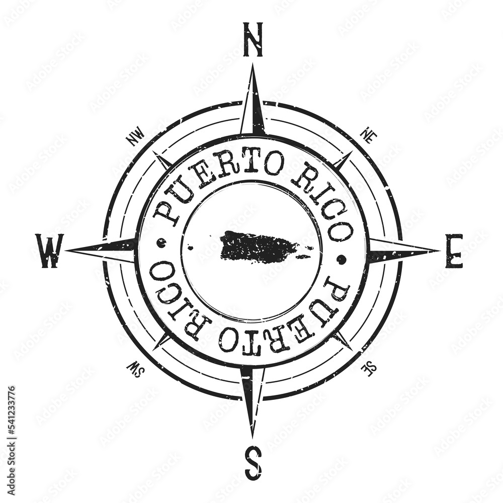 Puerto Rico Stamp Map Compass Adventure. Illustration Travel Country ...