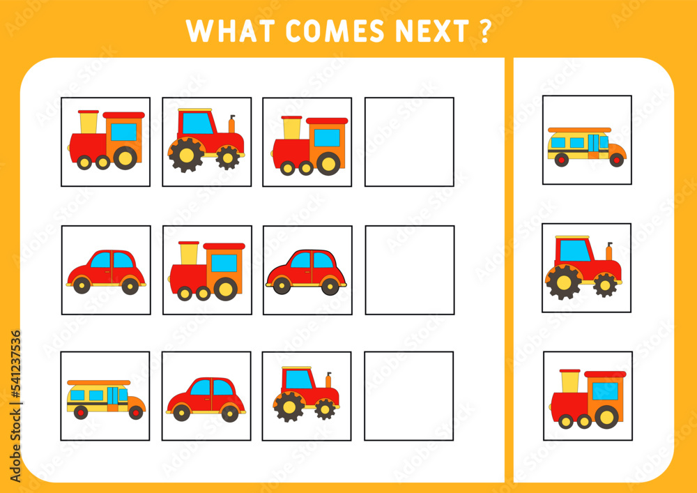 transport theme. What comes next. What will happen next. Vector ...