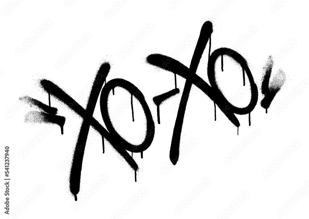 Sprayed xo - xo font graffiti with overspray in black over white ...