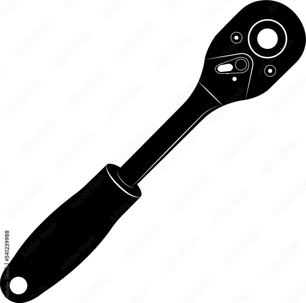 Vector image (silhouette, icon) of a hand tool - ratchet (car tool set ...