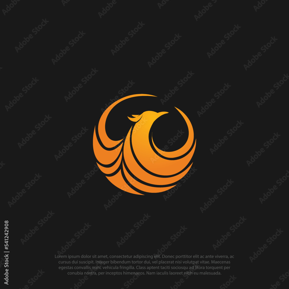 Simple and modern circular phoenix Logo flying bird abstract design ...