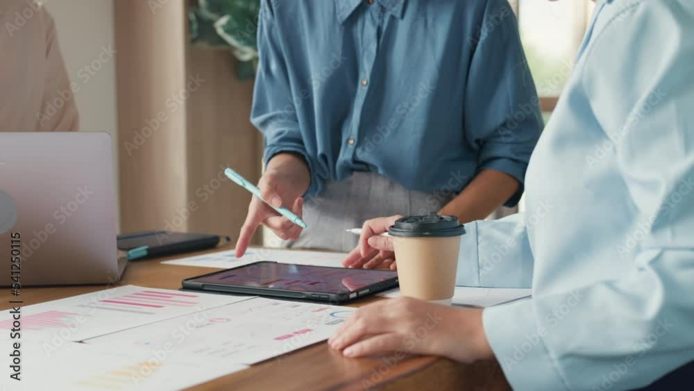 Closeup millennial Asia people meeting brainstorming ideas about new ...