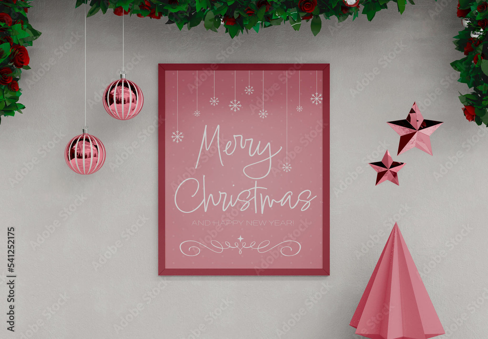 Christmas Scene Poster Mockup Stock Template | Adobe Stock