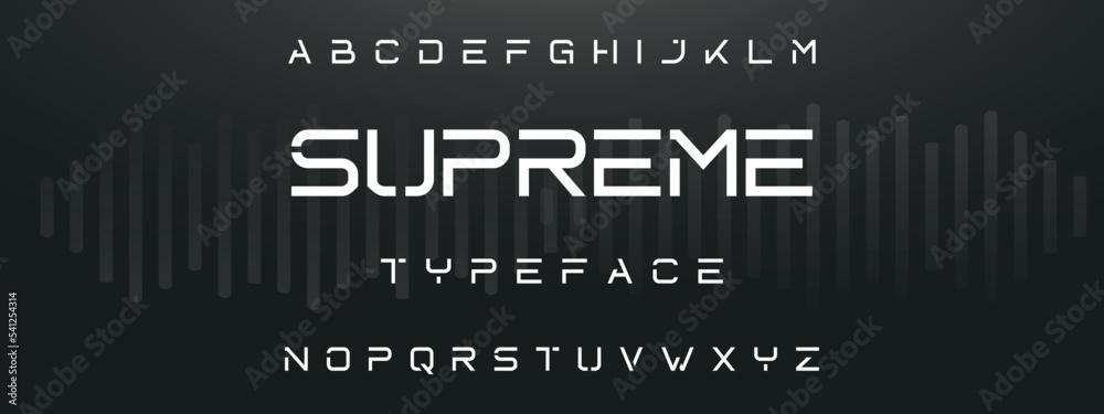 SUPREME Sports minimal tech font letter set. Luxury vector typeface for ...
