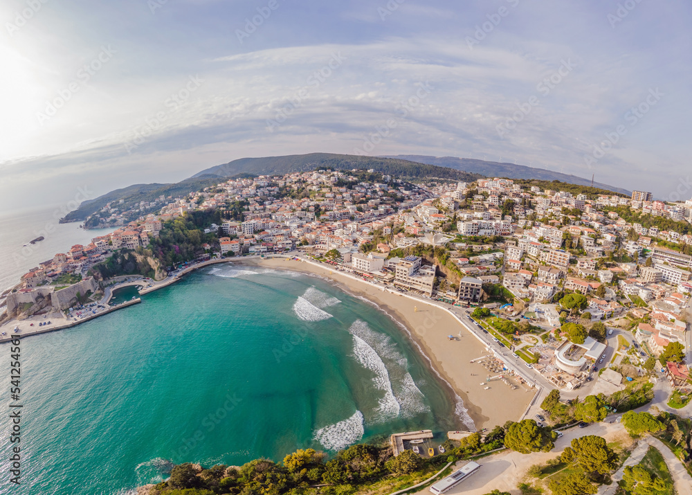 Amazing view on Ulcinj town in Montenegro. Clock Tower of Ulcinj Sahat ...