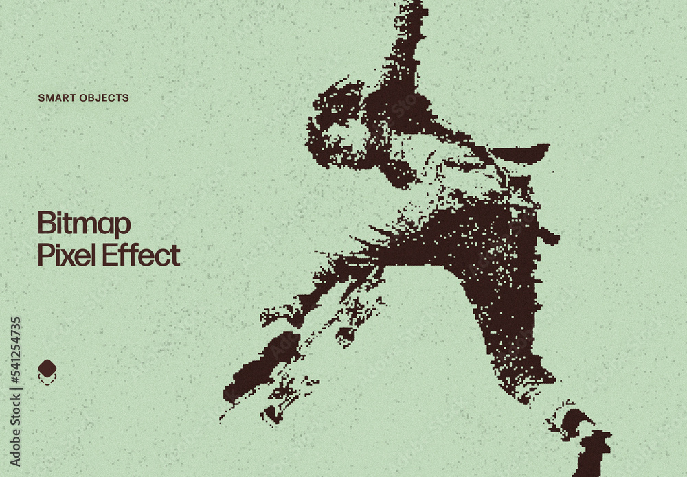 Bitmap Pixel Photo Effect Mockup Stock Template | Adobe Stock