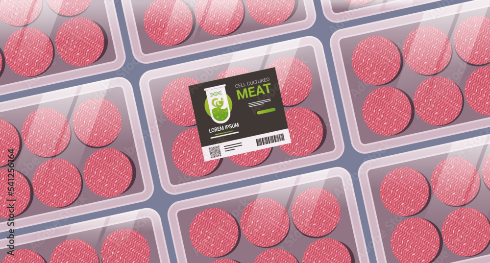cultured raw red meat packs plastic trays containers steak made from ...