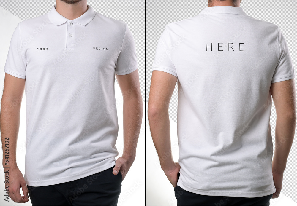 Front and Back of an Editable Polo-Shirt Worn by an Unrecognizable ...