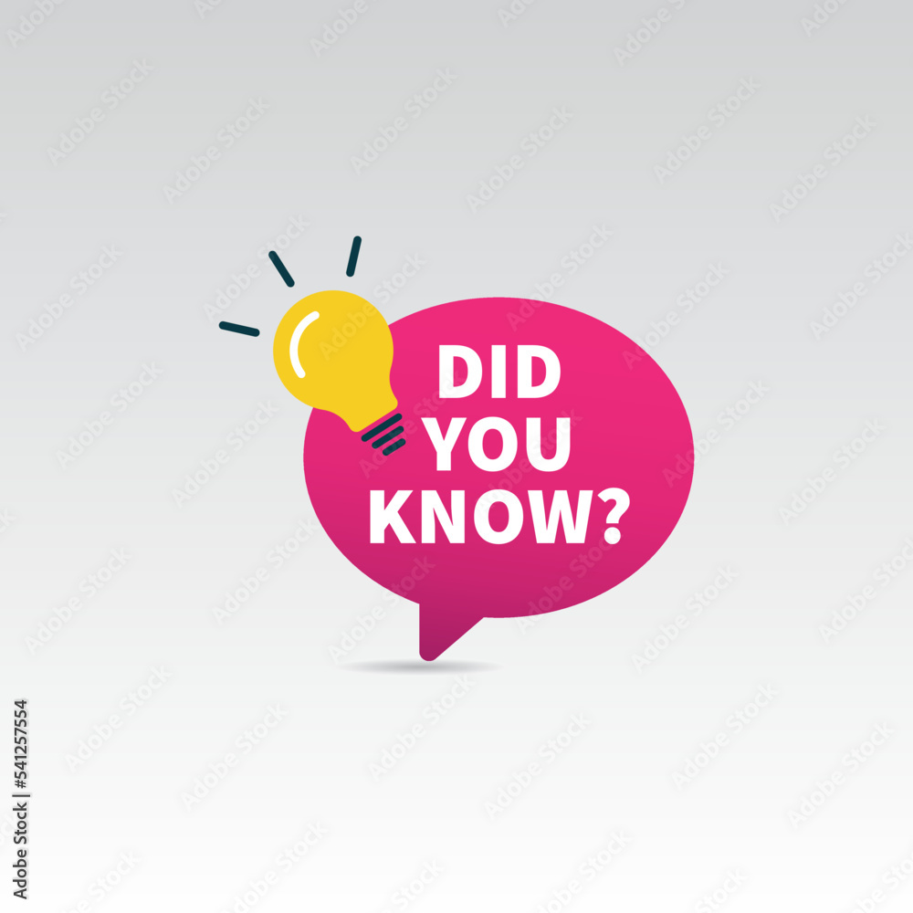Vetor de Did you know label banner sticker with speech bubble and light ...