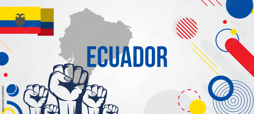 Ecuador national day vector with background of geometric shapes in flag ...