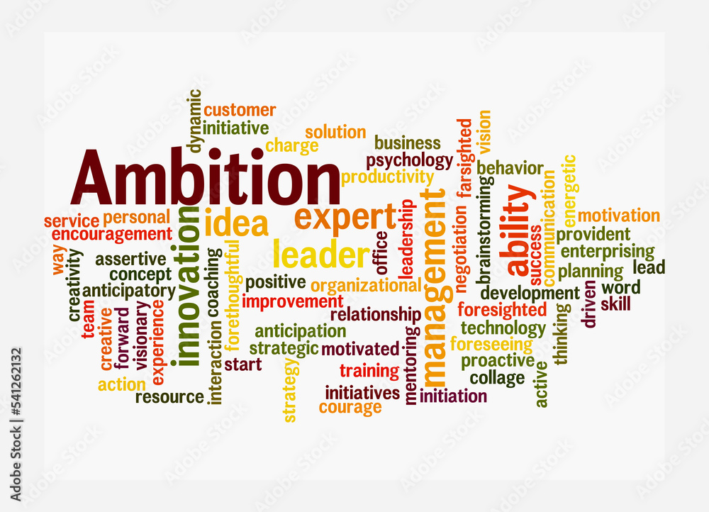 Word Cloud with AMBITION concept, isolated on a white background Stock ...