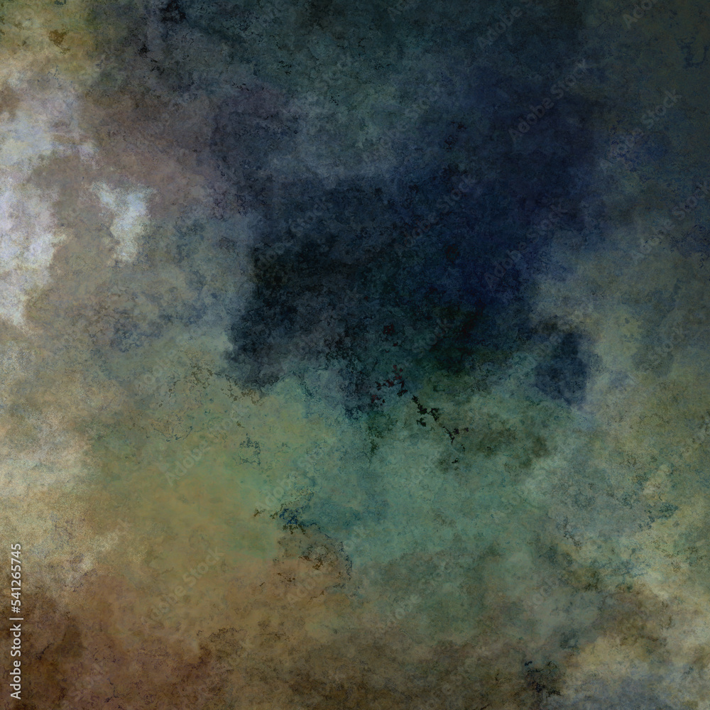 Grunge old dark green blue spilled parchment mist creepy in the center ...
