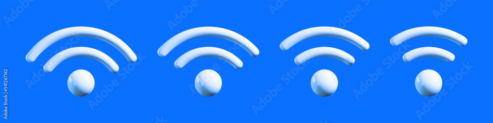 3d wifi icon set. Symbol of internet wireless mobile hotspot. Wi fi web ...
