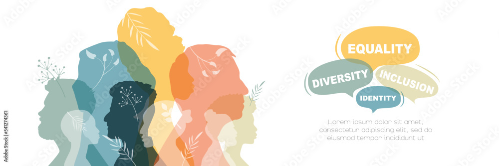 Diversity, Equality, Inclusion and Identity banner. Card with place for ...