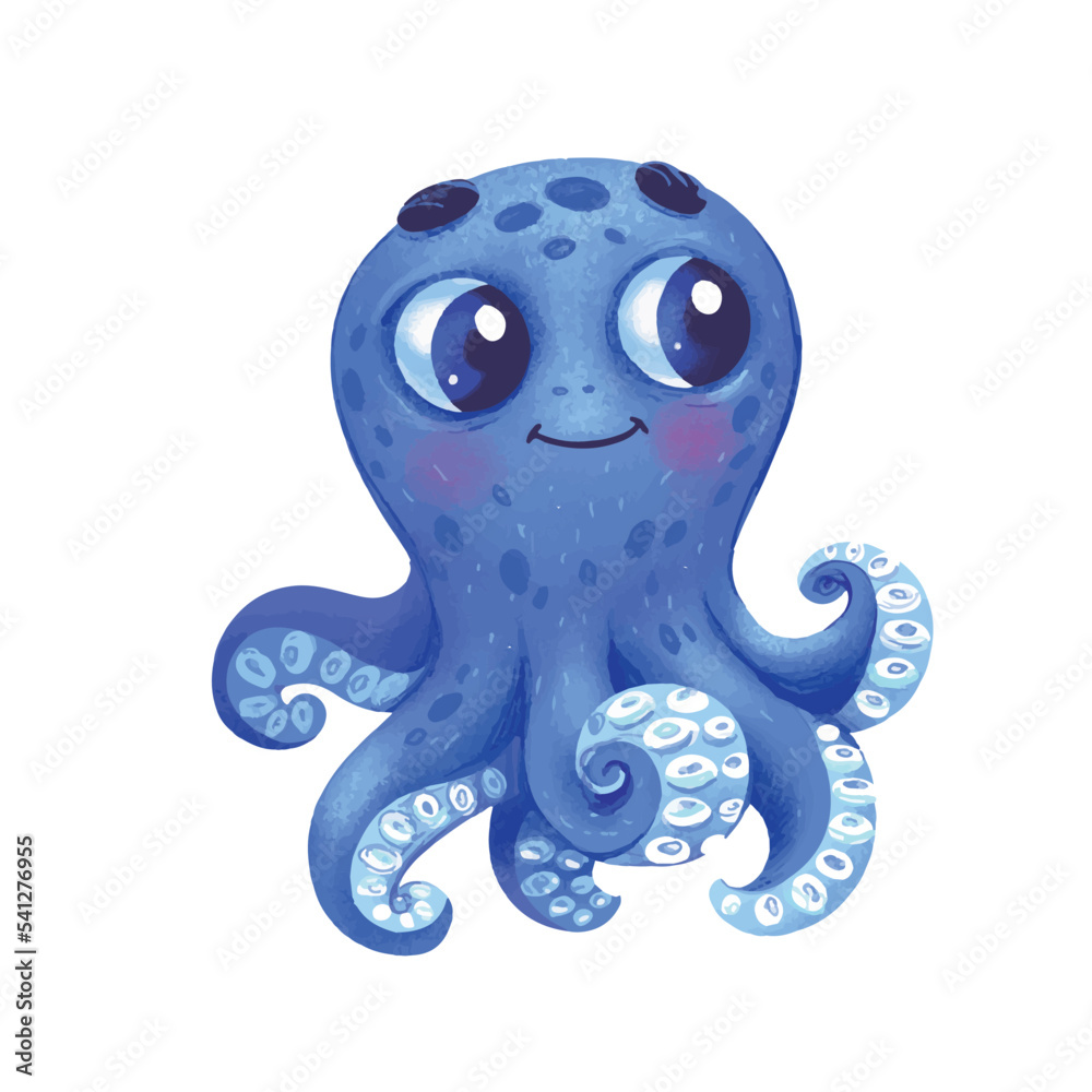 Cute octopus cartoon, vector cartoon illustration, cartoon clipart ...