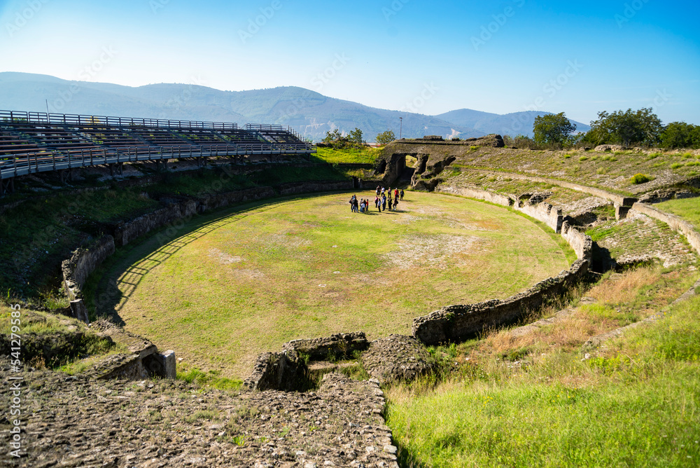 Roman amphitheater in the village of Avella, Italy. A beautiful sunny ...