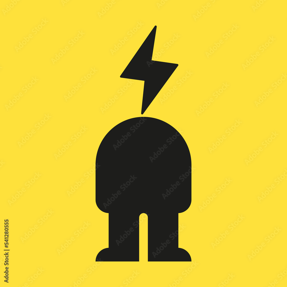 Human Power Logo Design Concept With Human Body and Bolt Symbol Vector ...