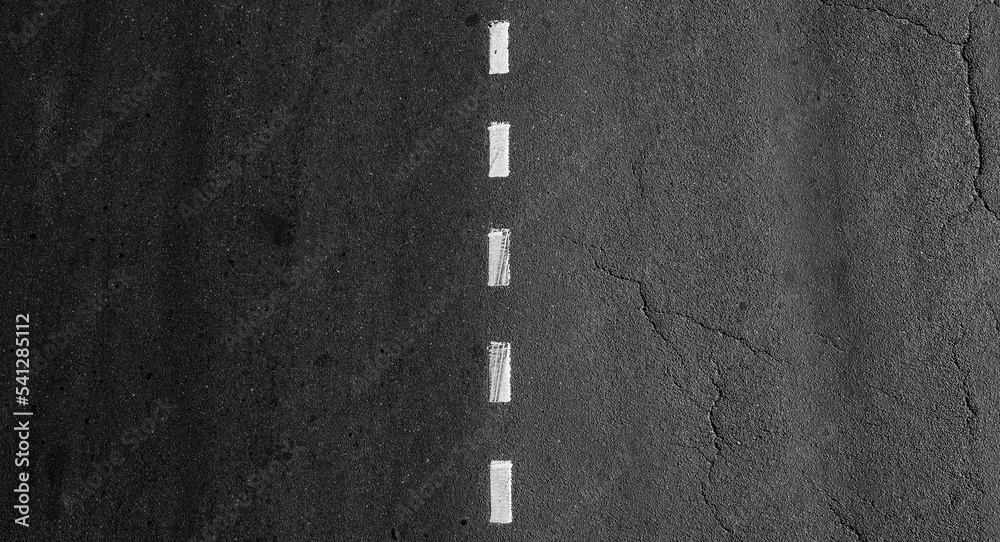 Dotted dividing road marking line goes over asphalt highway Stock Photo ...