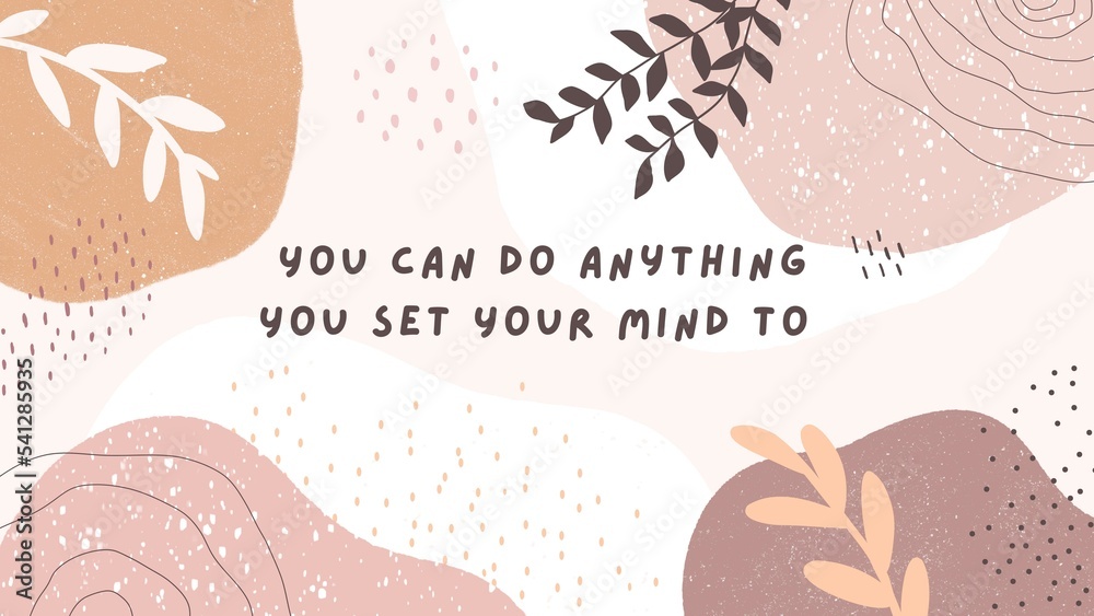 Pink Brown Cute Abstract Shape Positive Motivational Desktop Wallpaper ...