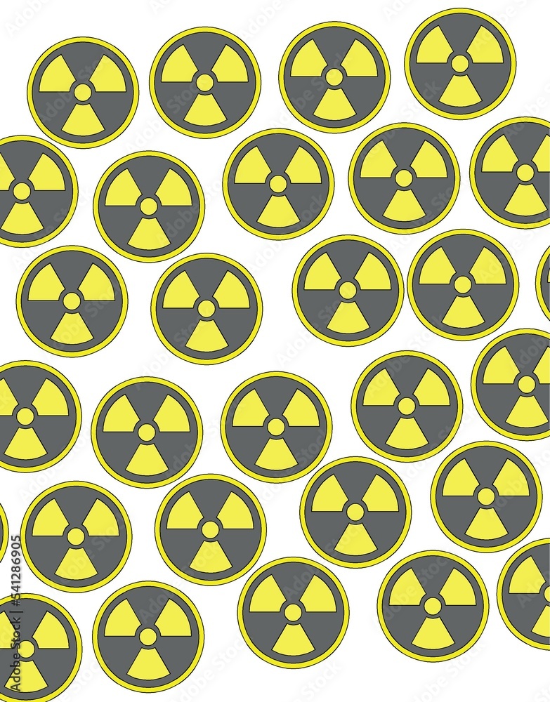 Radiation symbol. Radiation yellow and black sign board with symbol ...