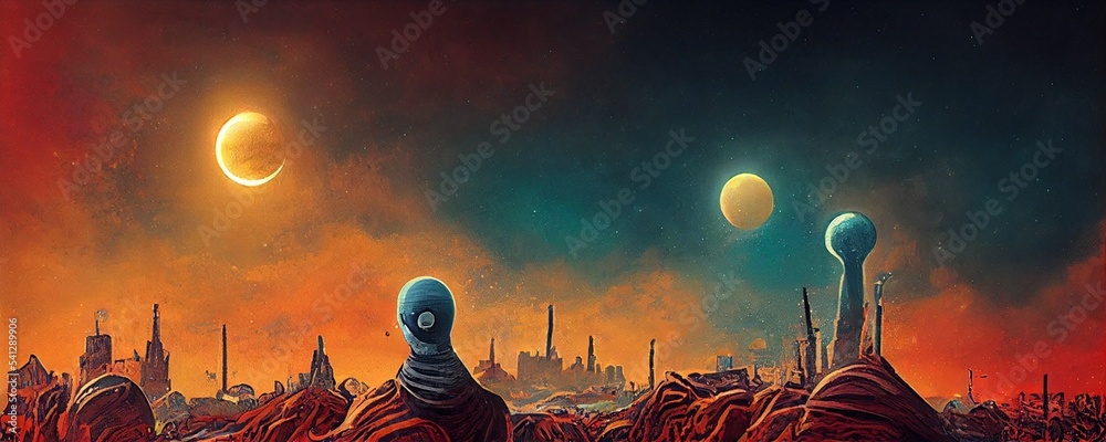 Alien cities, scifi, science fiction, progress, electricity, other ...